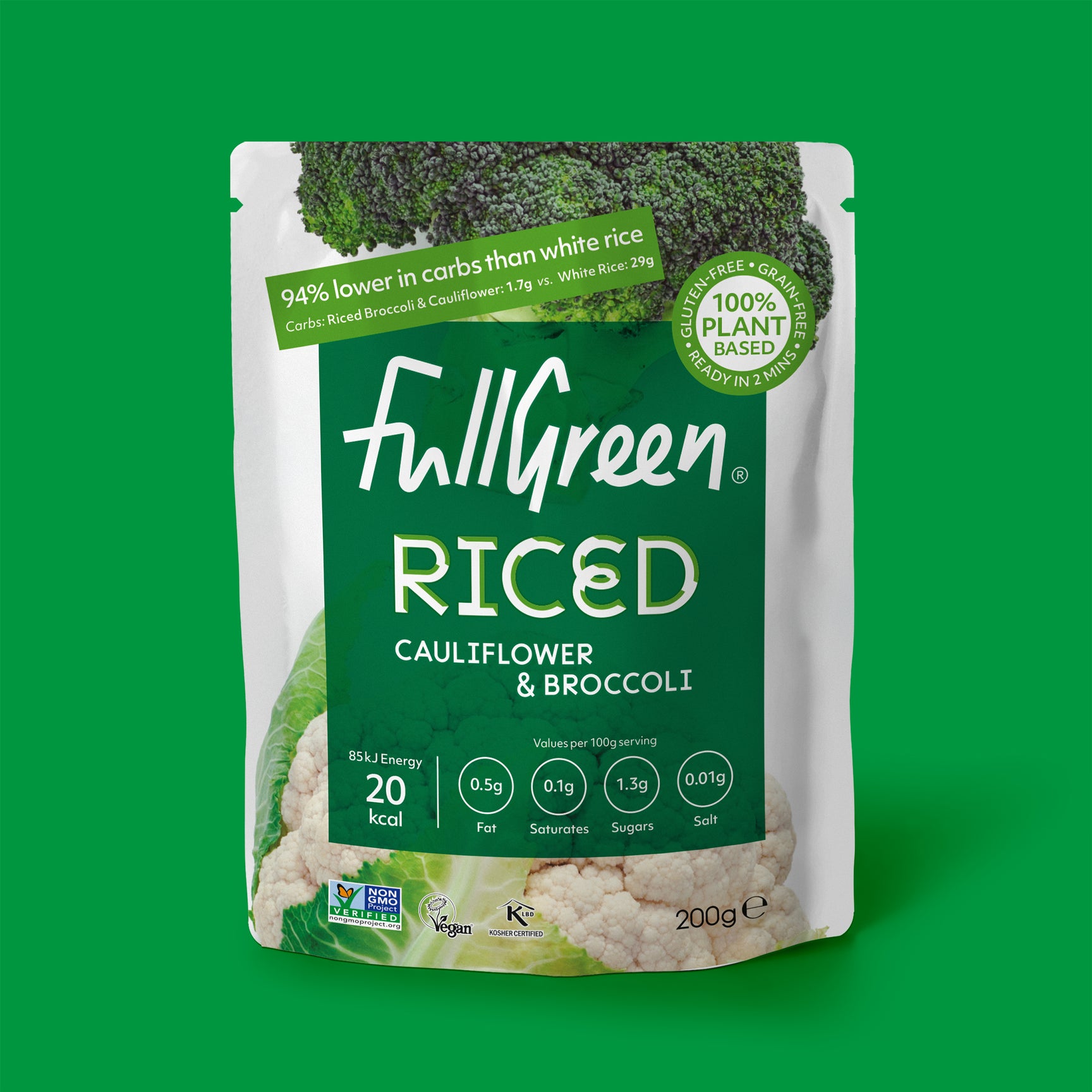Fullgreen Riced Broccoli & Cauliflower - case of 6 x pouches – Fullgreen UK